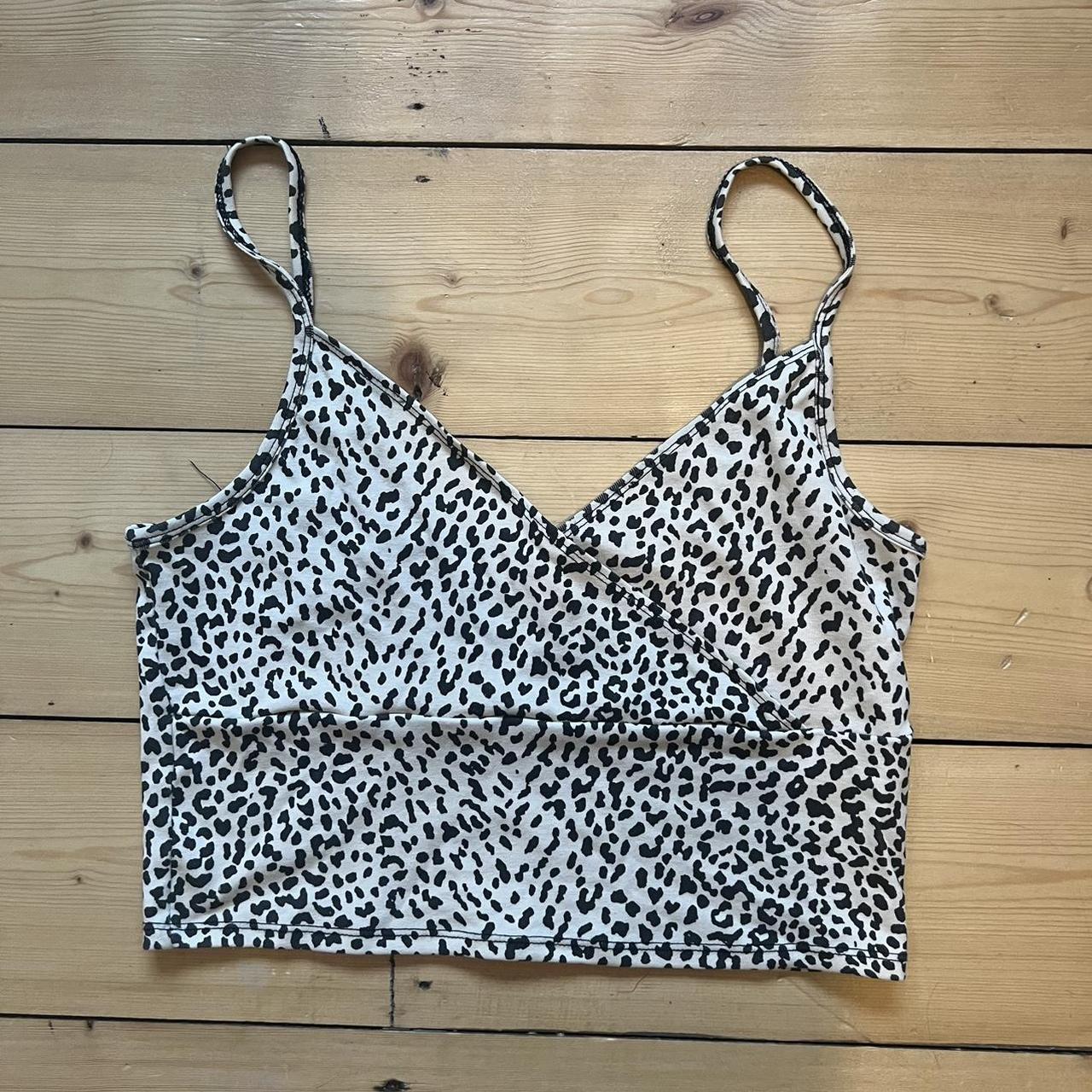 leopard/ cheetah print crop cami top similar to... - Depop