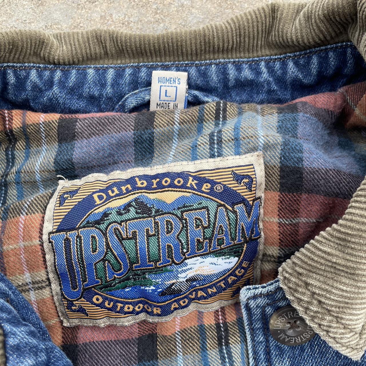 VINTAGE UPSTREAM DENIM FLANNEL LINED JACKET W... - Depop