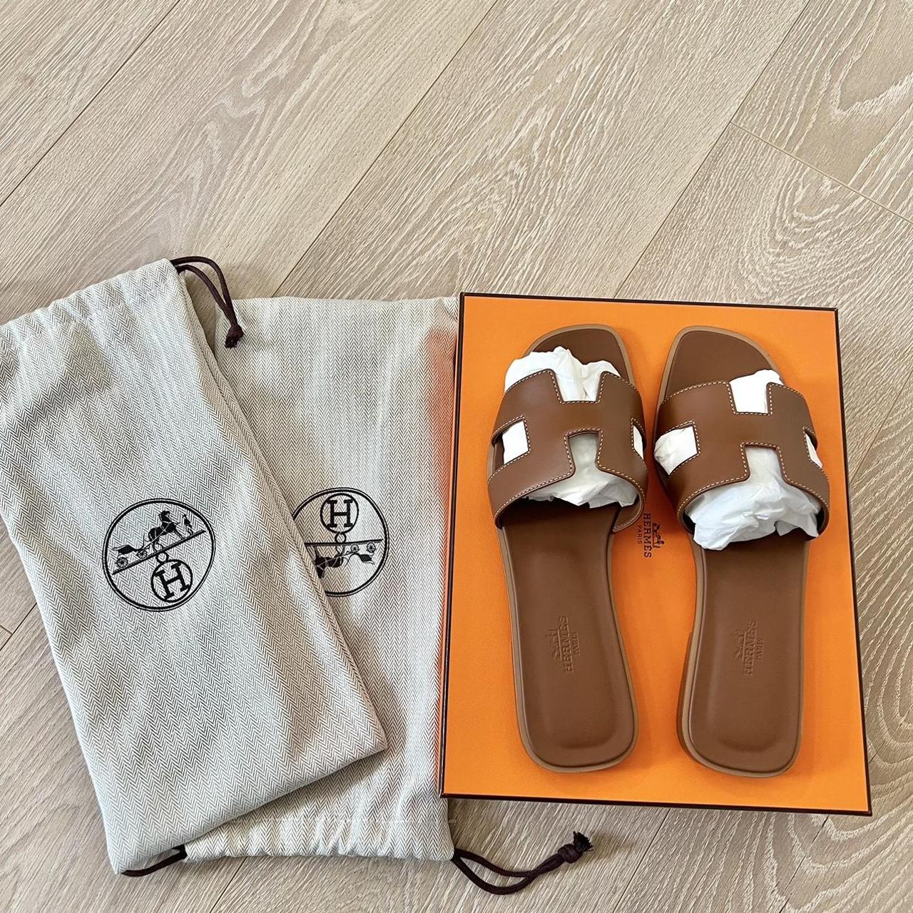 Hermes Women's Brown and Tan Sandals | Depop
