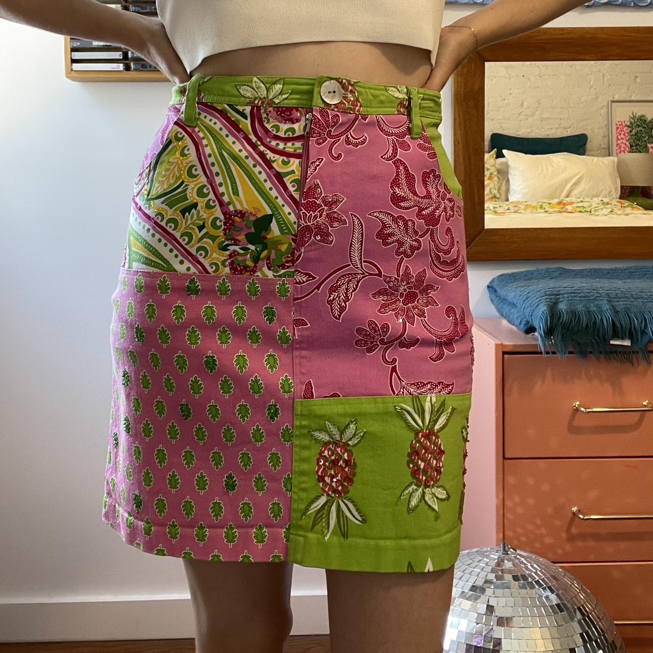 Adorable and vibrant beaded patchwork mini skirt!... - Depop