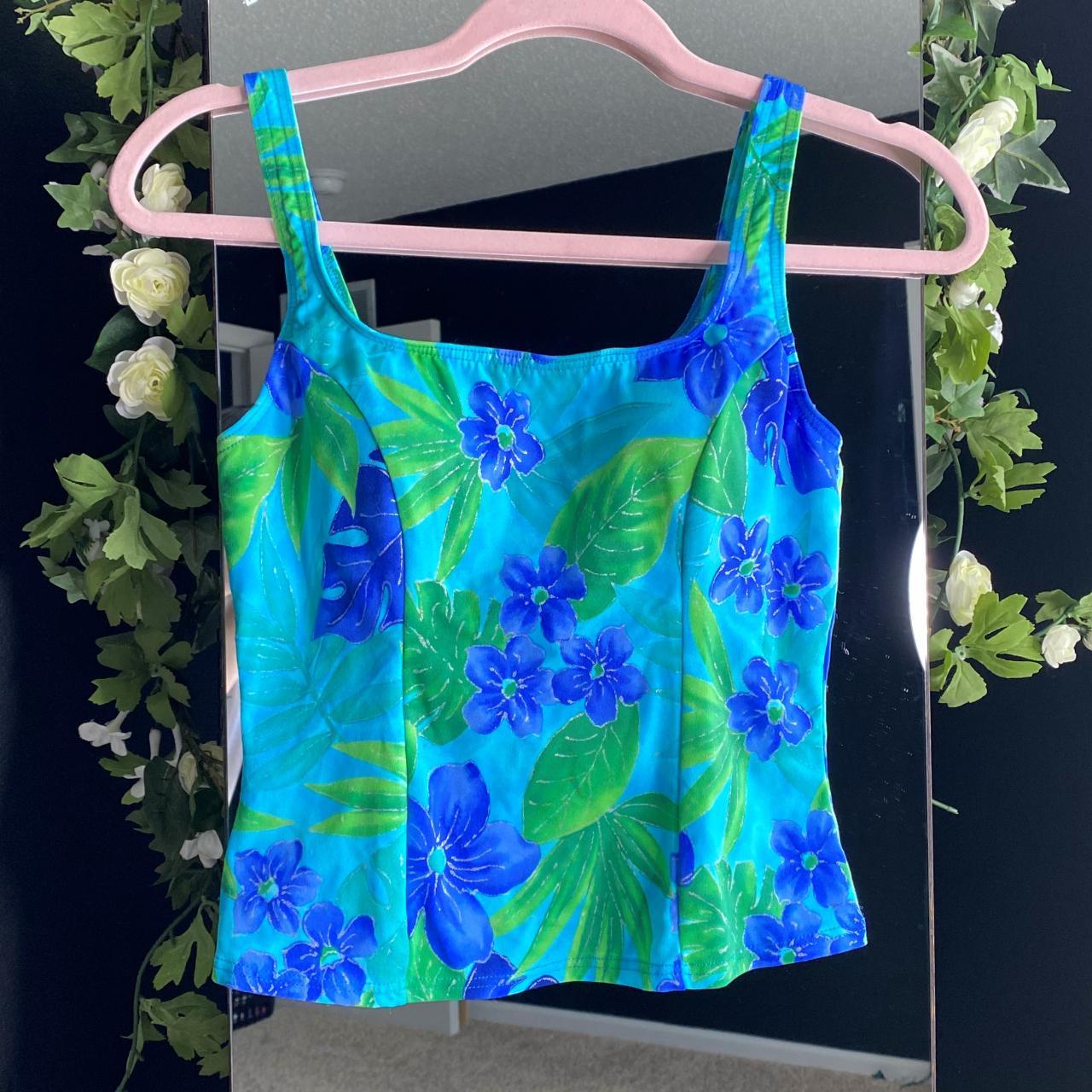 Hawaiian Plumeria / Hibiscus Floral Swim Cami... - Depop