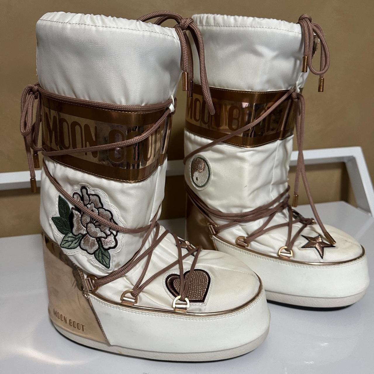 Limited edition high top Peace & Love Moonboots with... - Depop
