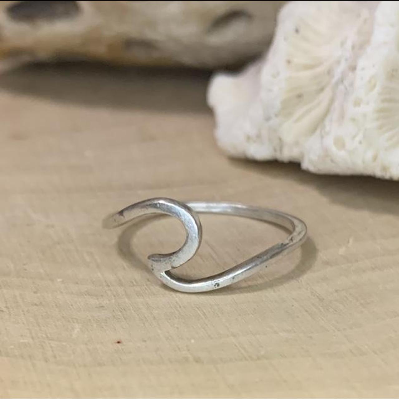 925 Sterling Silver Wave Ring Size 9 • small,... - Depop