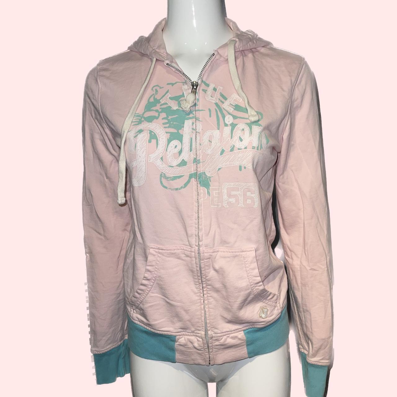 true religion pink and blue jacket - Depop