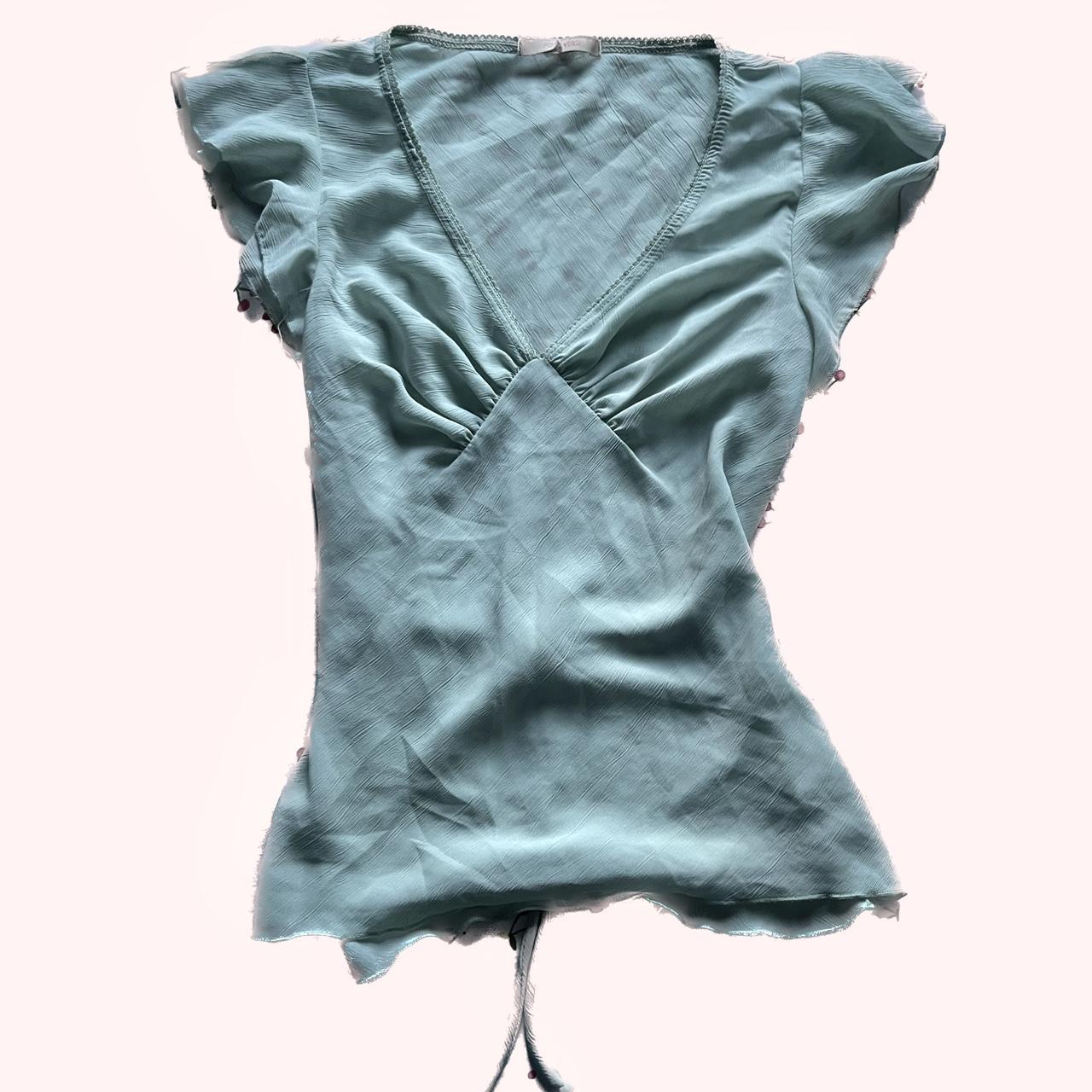 vintage forever 21 blue/green top jo size but fits... - Depop