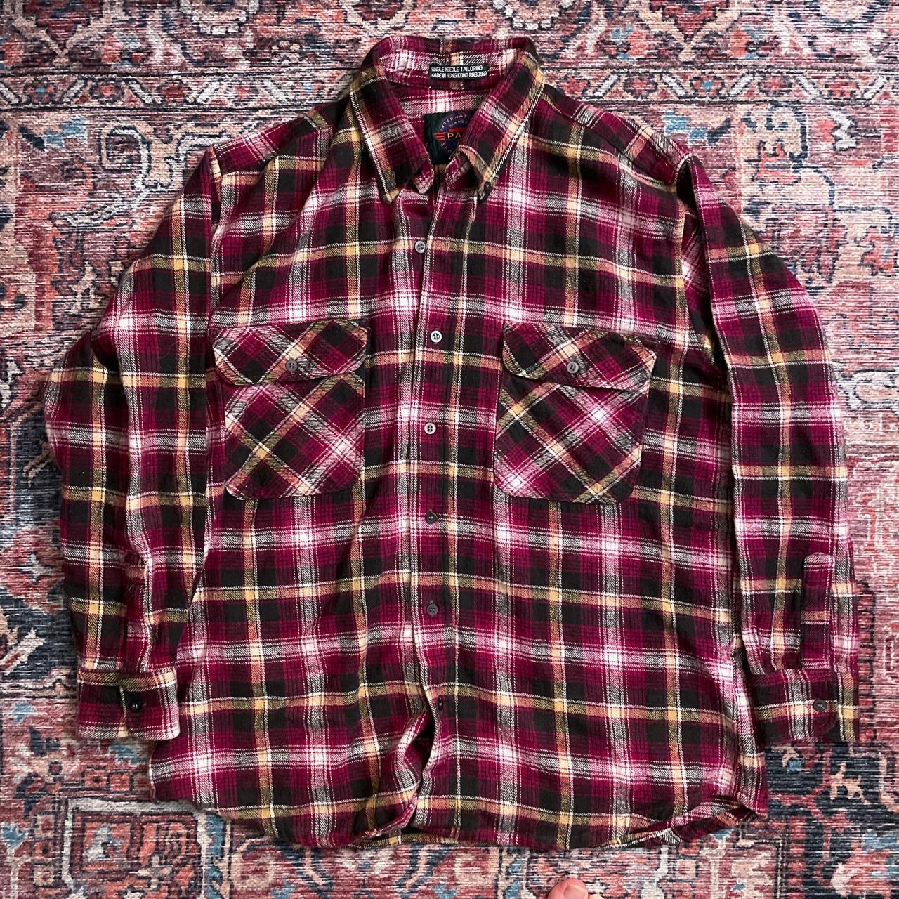 Really nice burgundy flannel size L 📏: W - 22” L -... | Depop