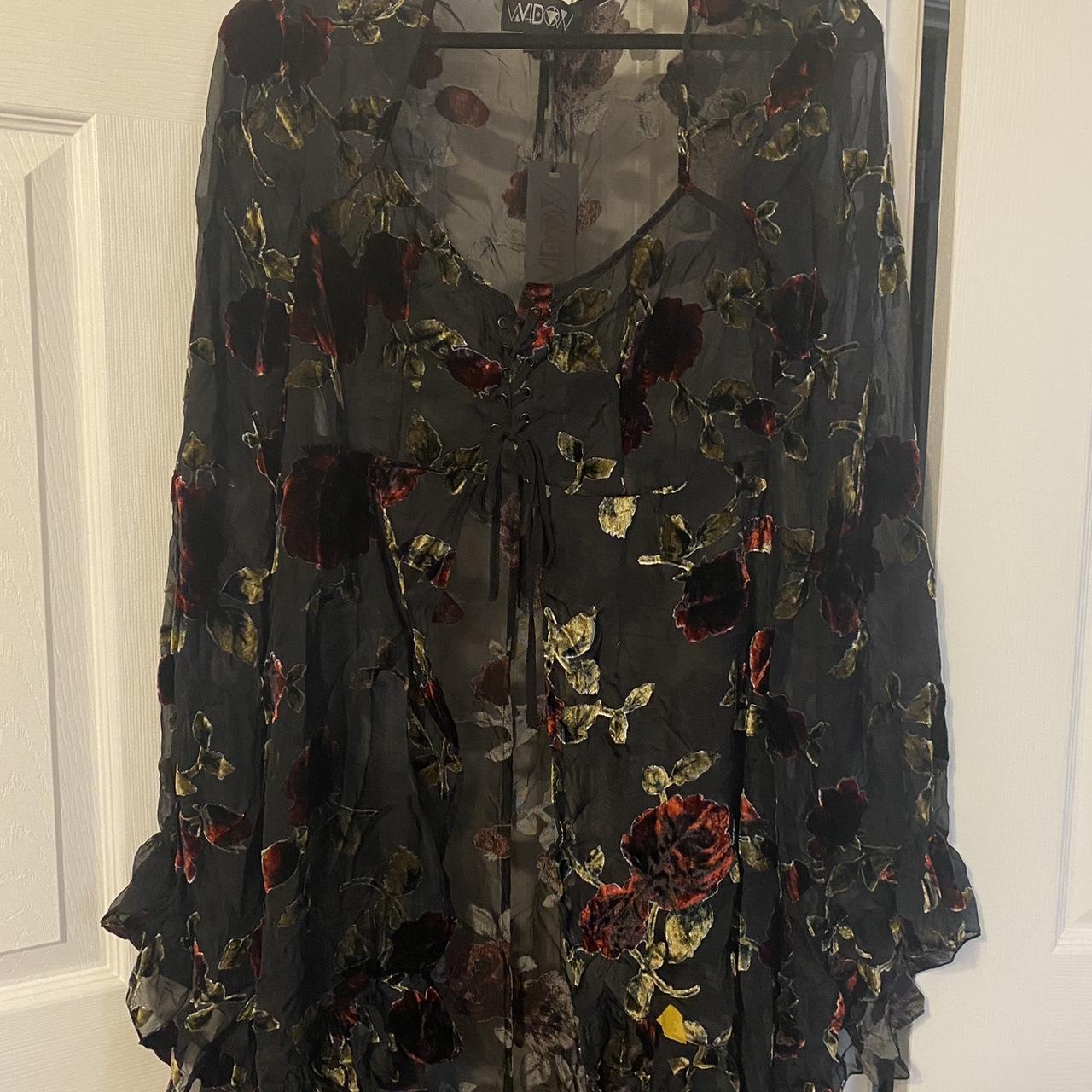 Dolls Kill: Current Mood Mesh Floral Velvet... - Depop