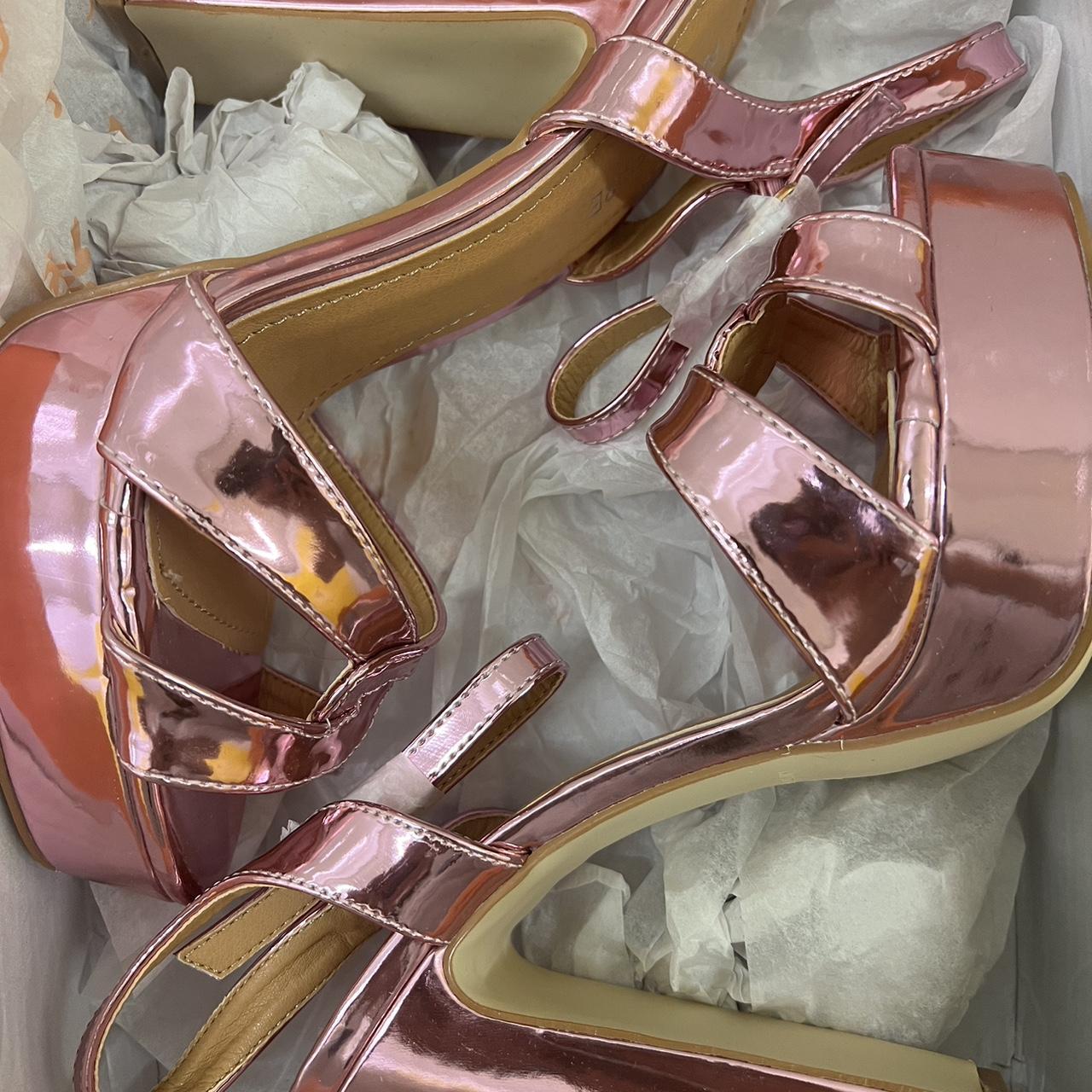 Metallic Pink Platform Heels UK5 #metallic #heels... - Depop