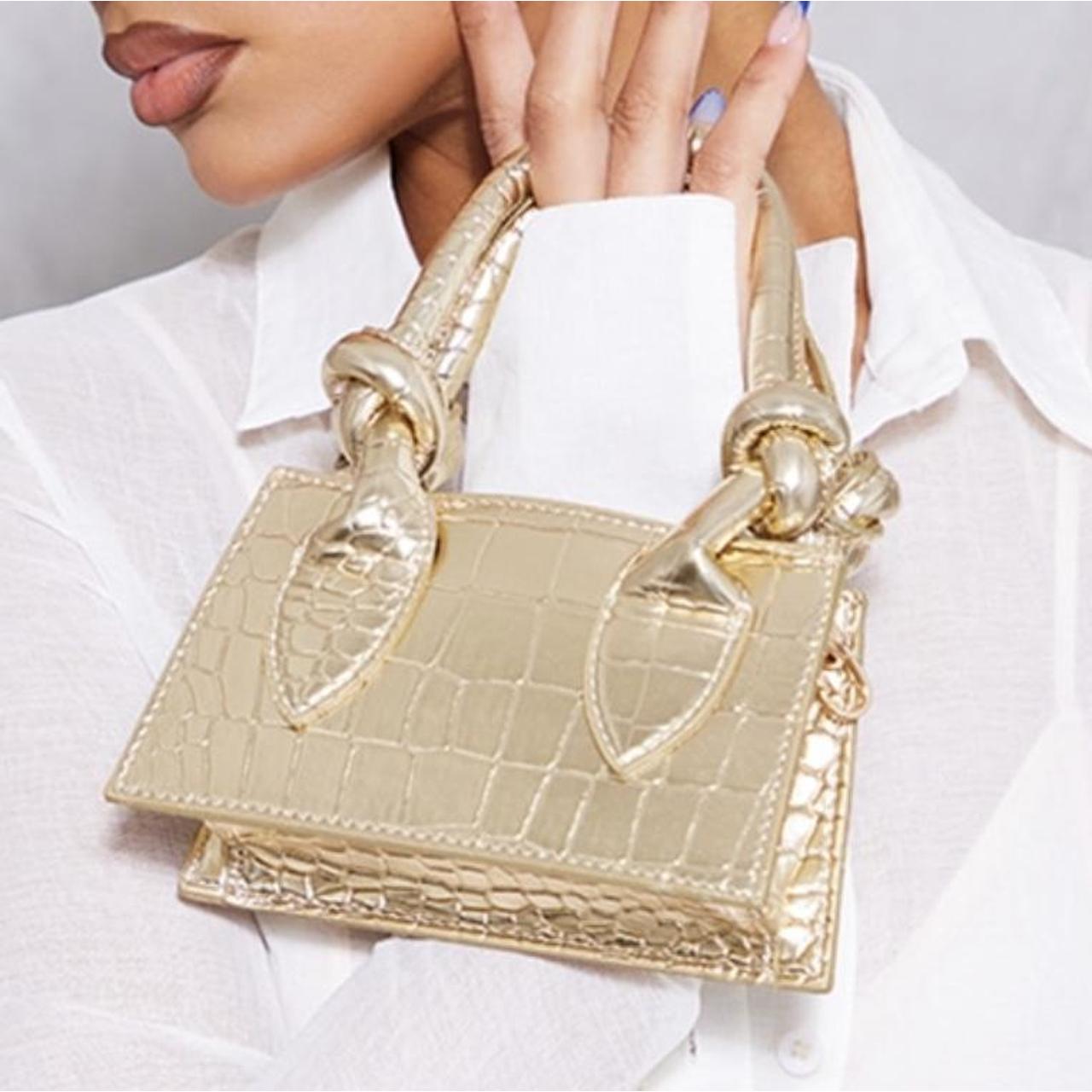 Selling pretty little thing plt gold PU mini knot... - Depop