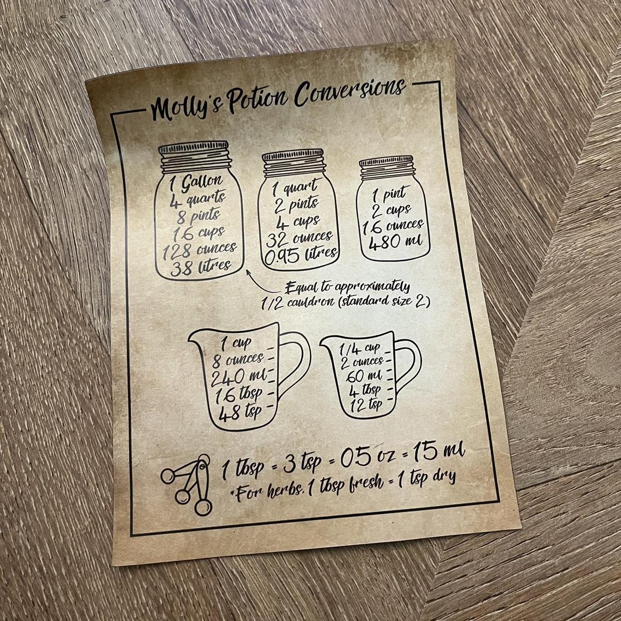 Harry Potter fridge magnet measurement conversion chart - Depop