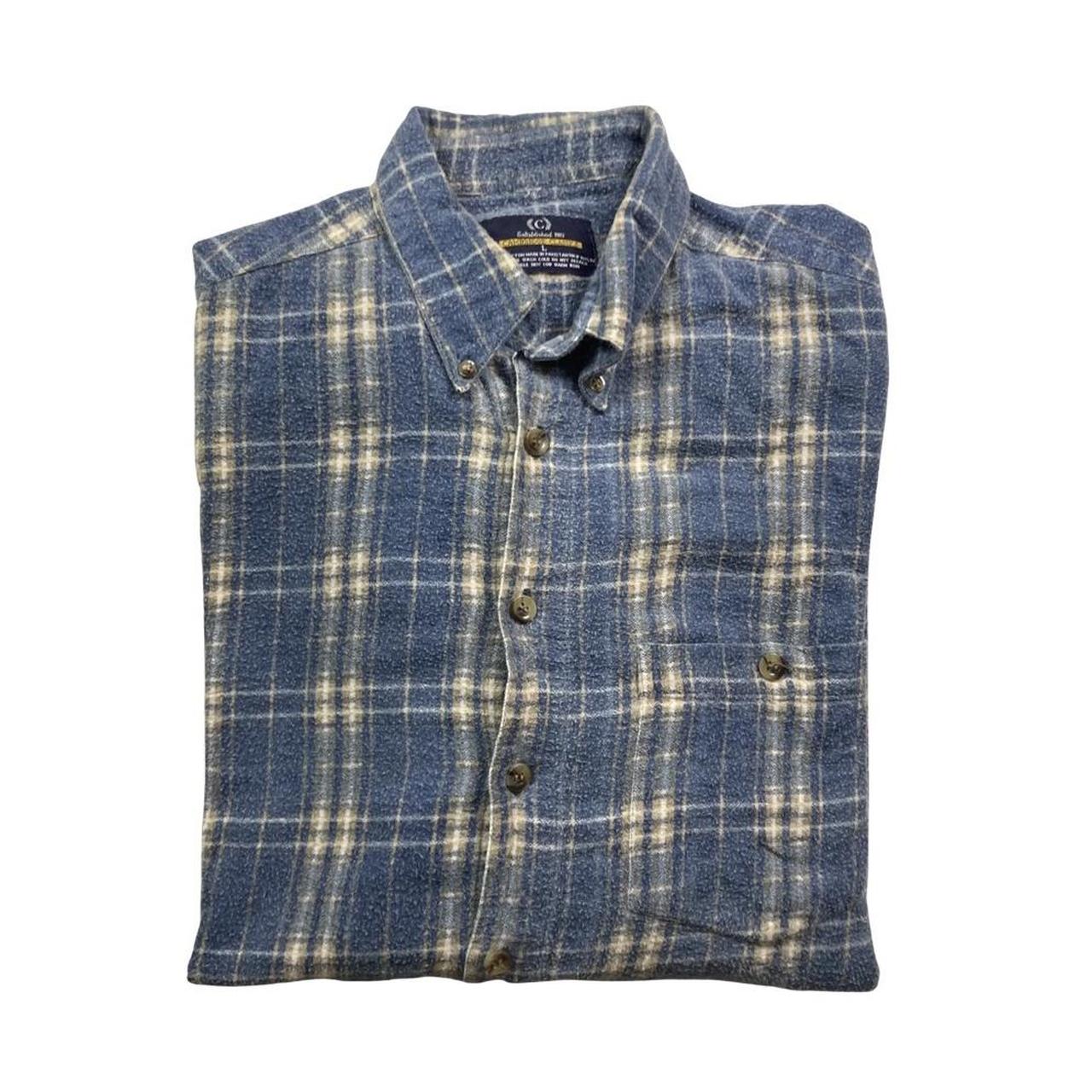 Vintage Blue & Tan Plaid Flannel Shirt 💙 90s... - Depop