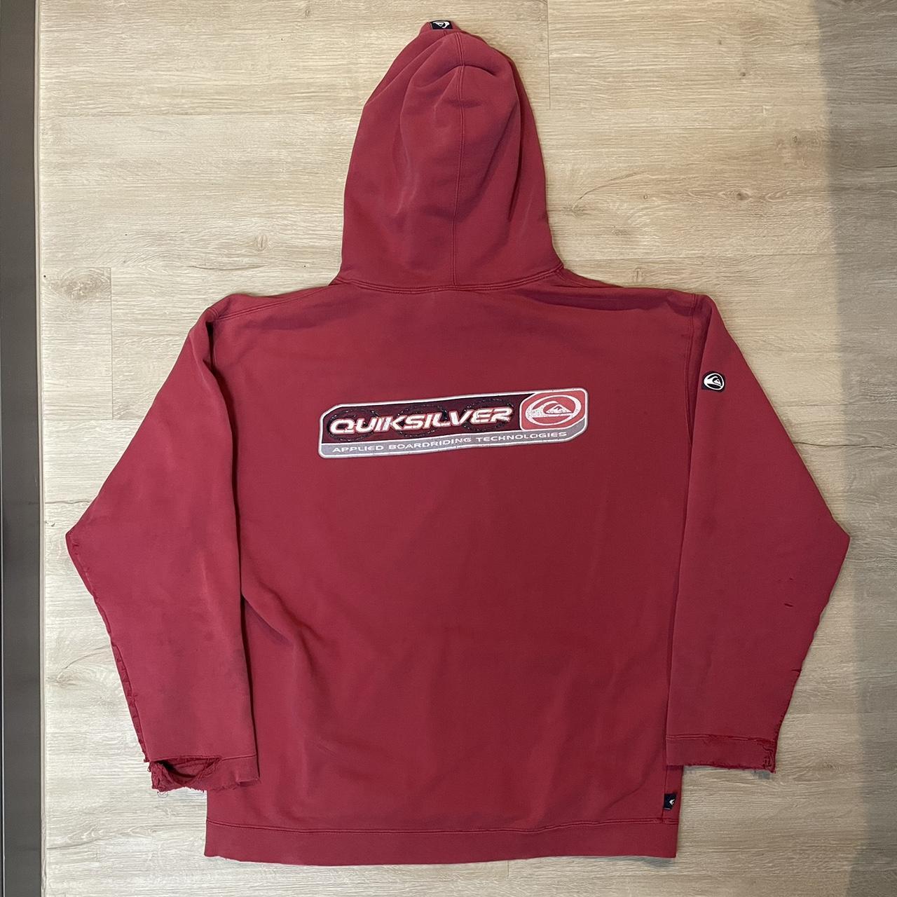 Vintage Y2K red quicksilver center spellout hoodie... - Depop