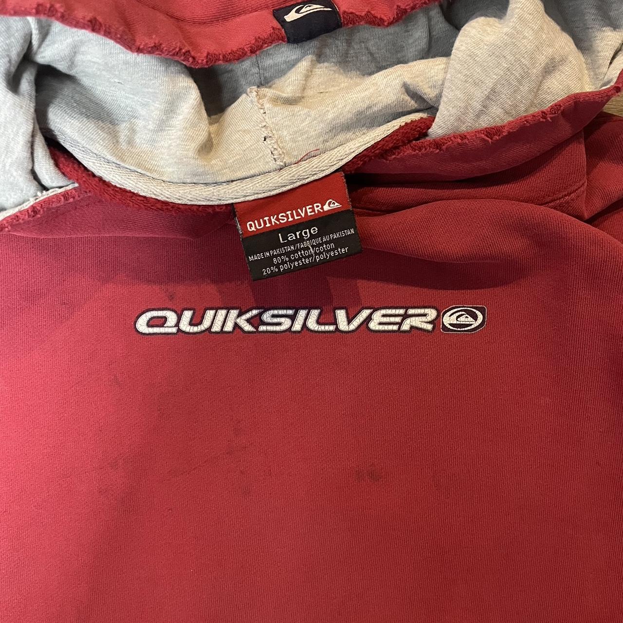 Vintage Y2K red quicksilver center spellout hoodie... - Depop