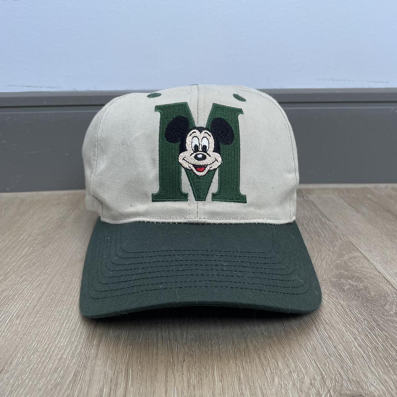 Vintage 90s tan Mickey Mouse M embroidered SnapBack... - Depop