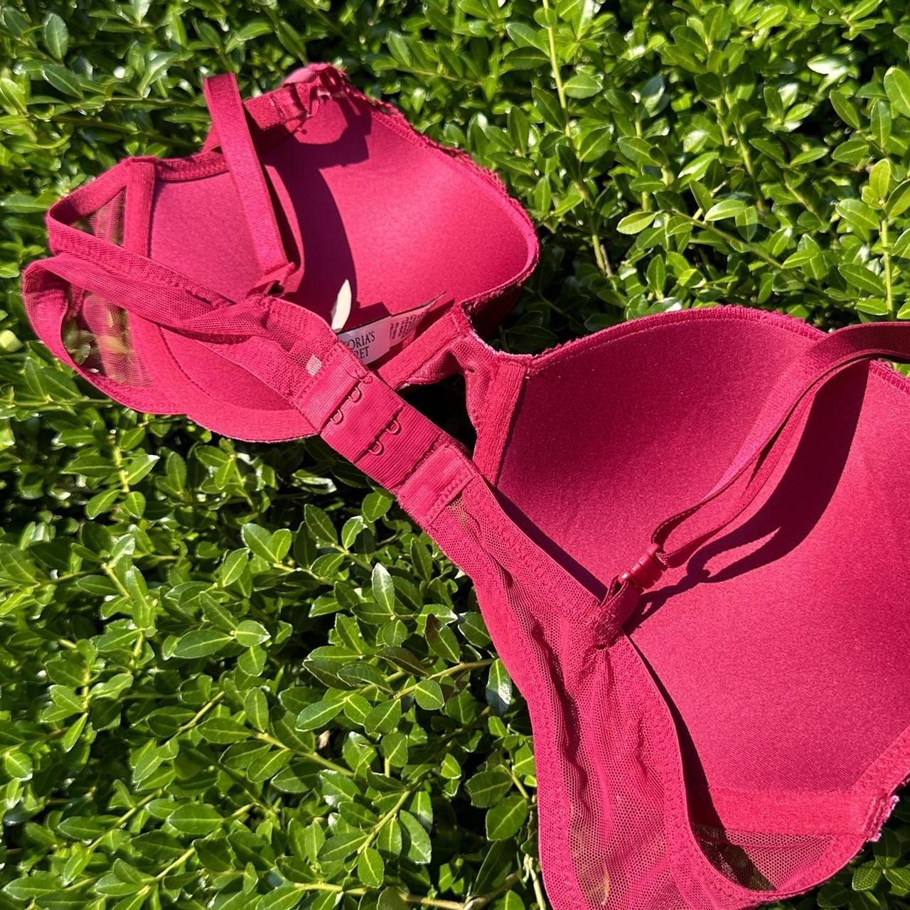 Hot pink Victoria's Secret textured push up bra with... - Depop