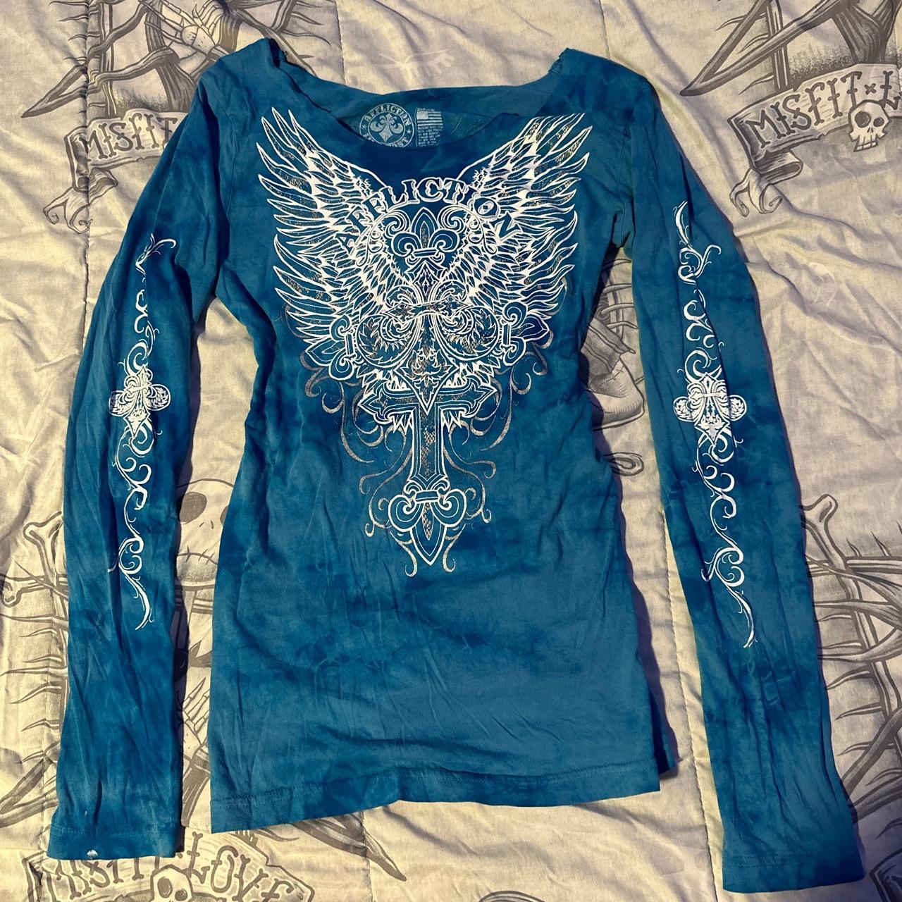 ★Long sleeve affliction top super cute and comfy... - Depop
