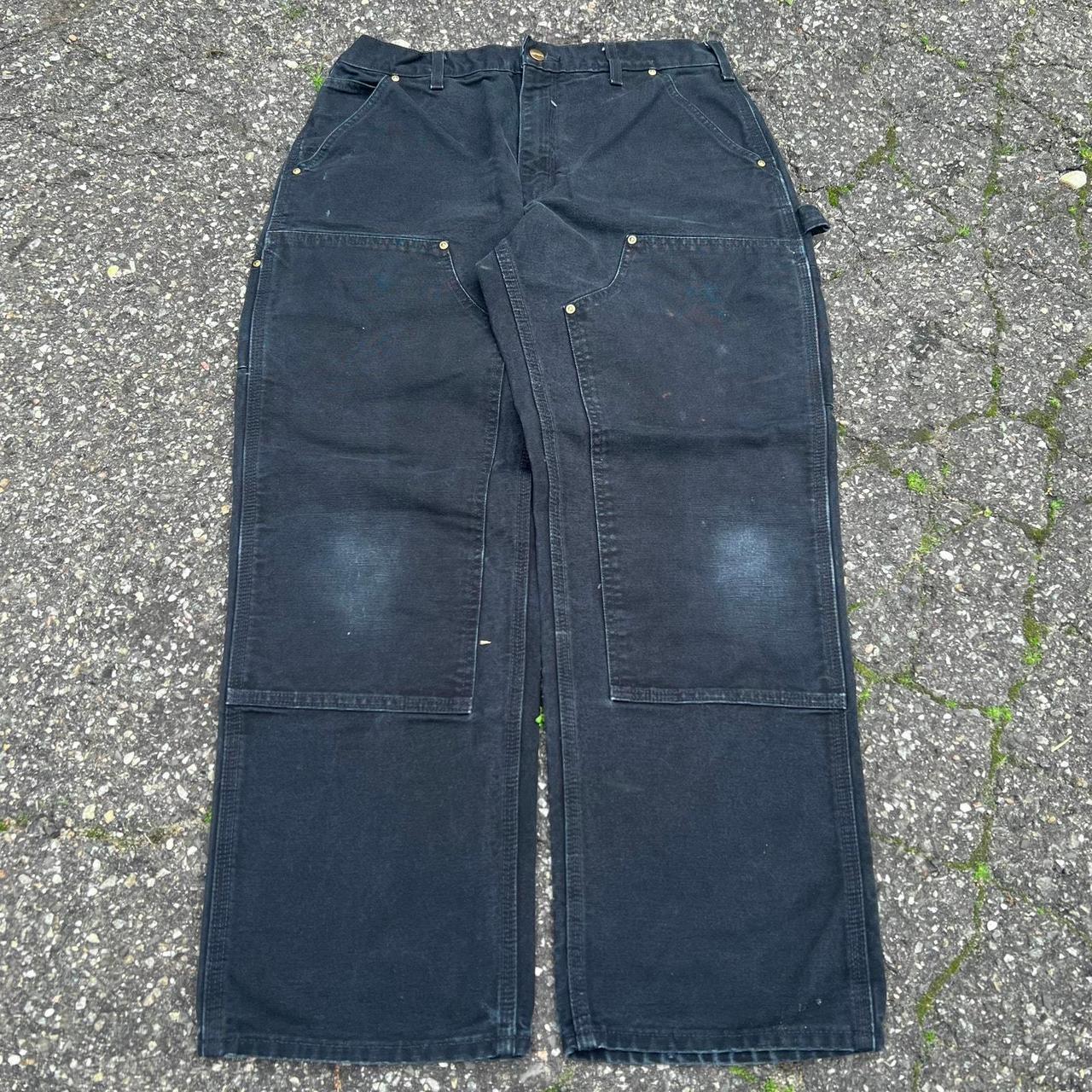 Vintage carhartt black double knee work wear... - Depop