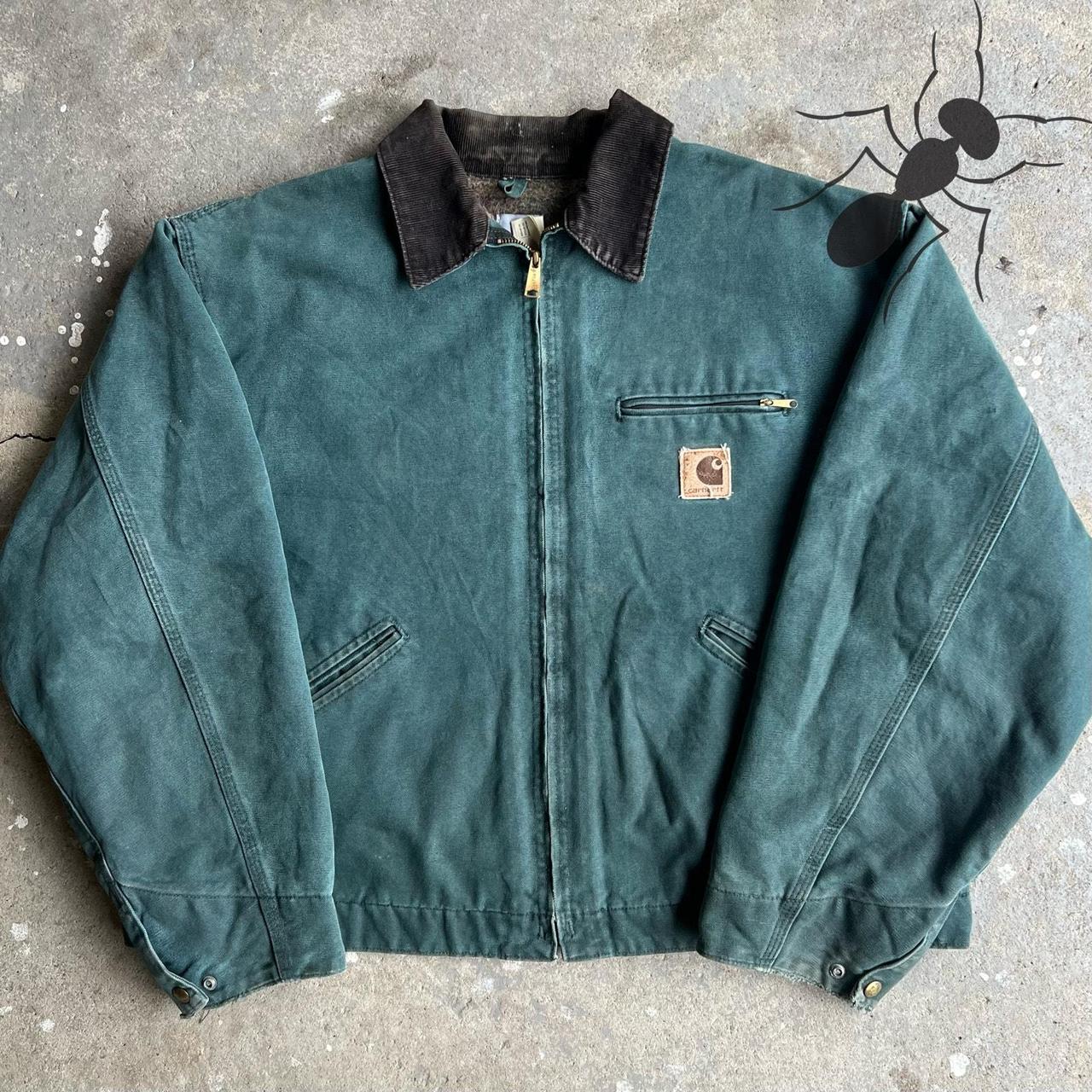 Vintage y2k J43 HTG green carhartt detroit work wear... | Depop