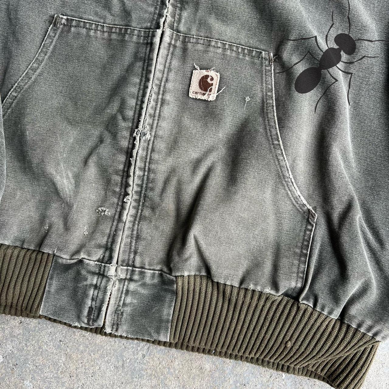 Vintage y2k j130 mos faded green carhartt hooded... - Depop