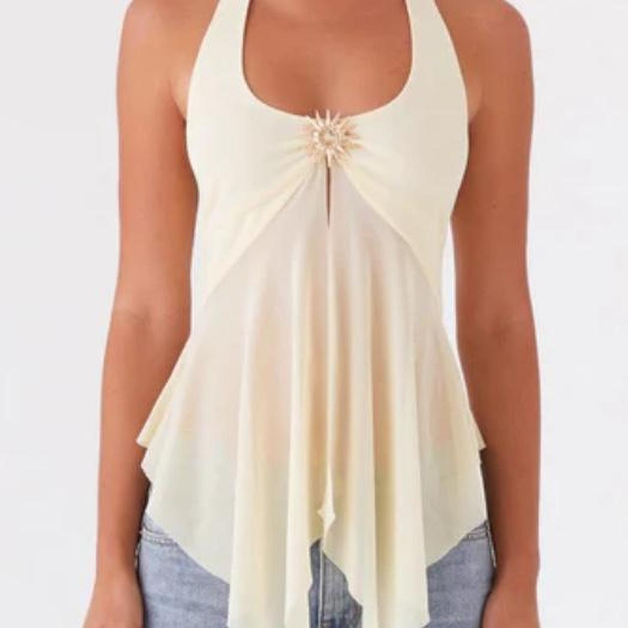 peppermayo sunbeam yellow mesh top worn... | Depop