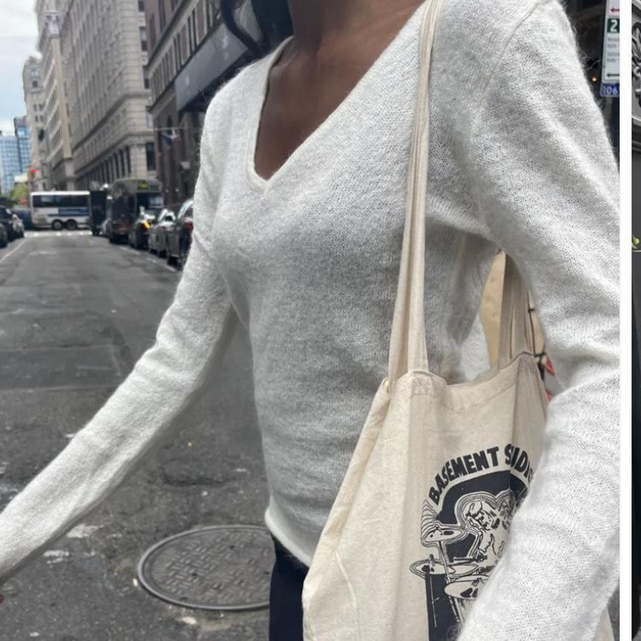 brandy Melville ANDI MOHAIR V-NECK SWEATER, brand... - Depop