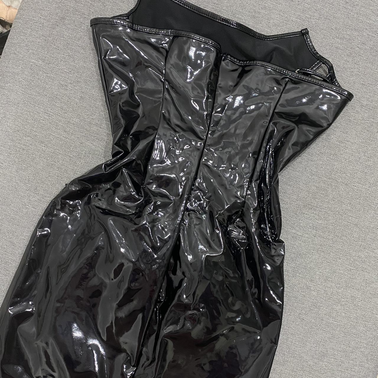 ️Shein black PU Bodycon dress. Sold out on Shein... - Depop