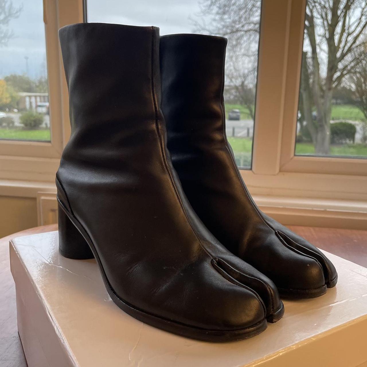 Handmade Tabi split-Toe Leather Boots in the style... - Depop