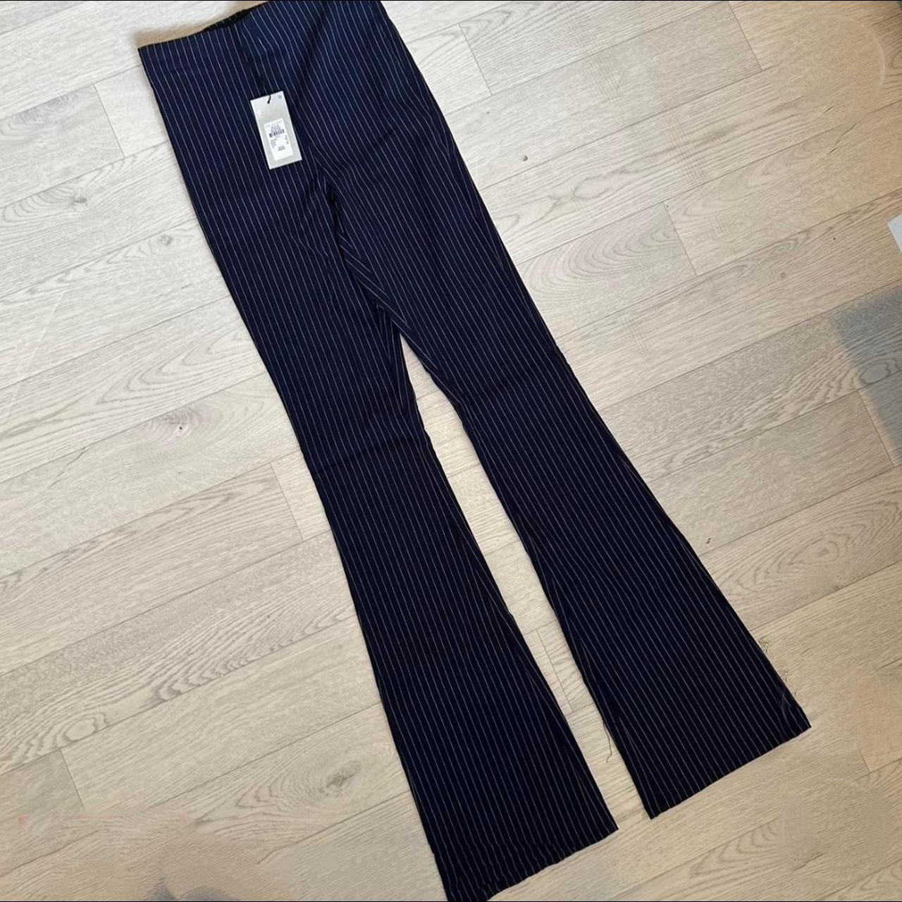 Women’s Pinstriped Navy Blue Suit Excellent... - Depop
