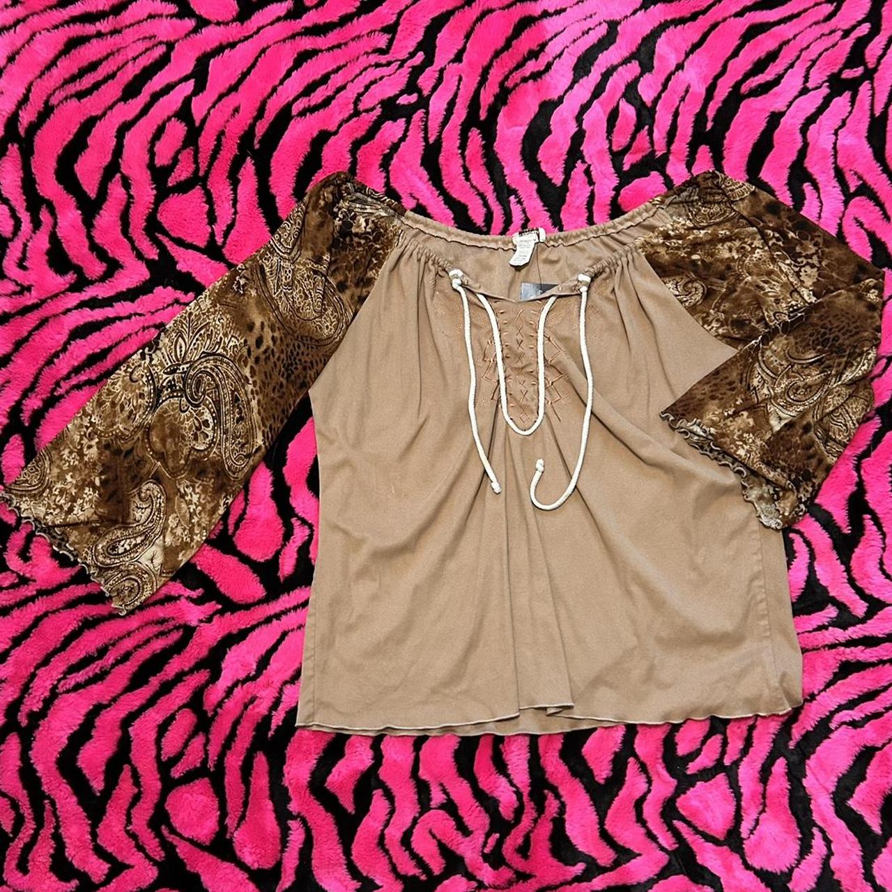 Early 2000s off the shoulder leopard print top Faux... | Depop