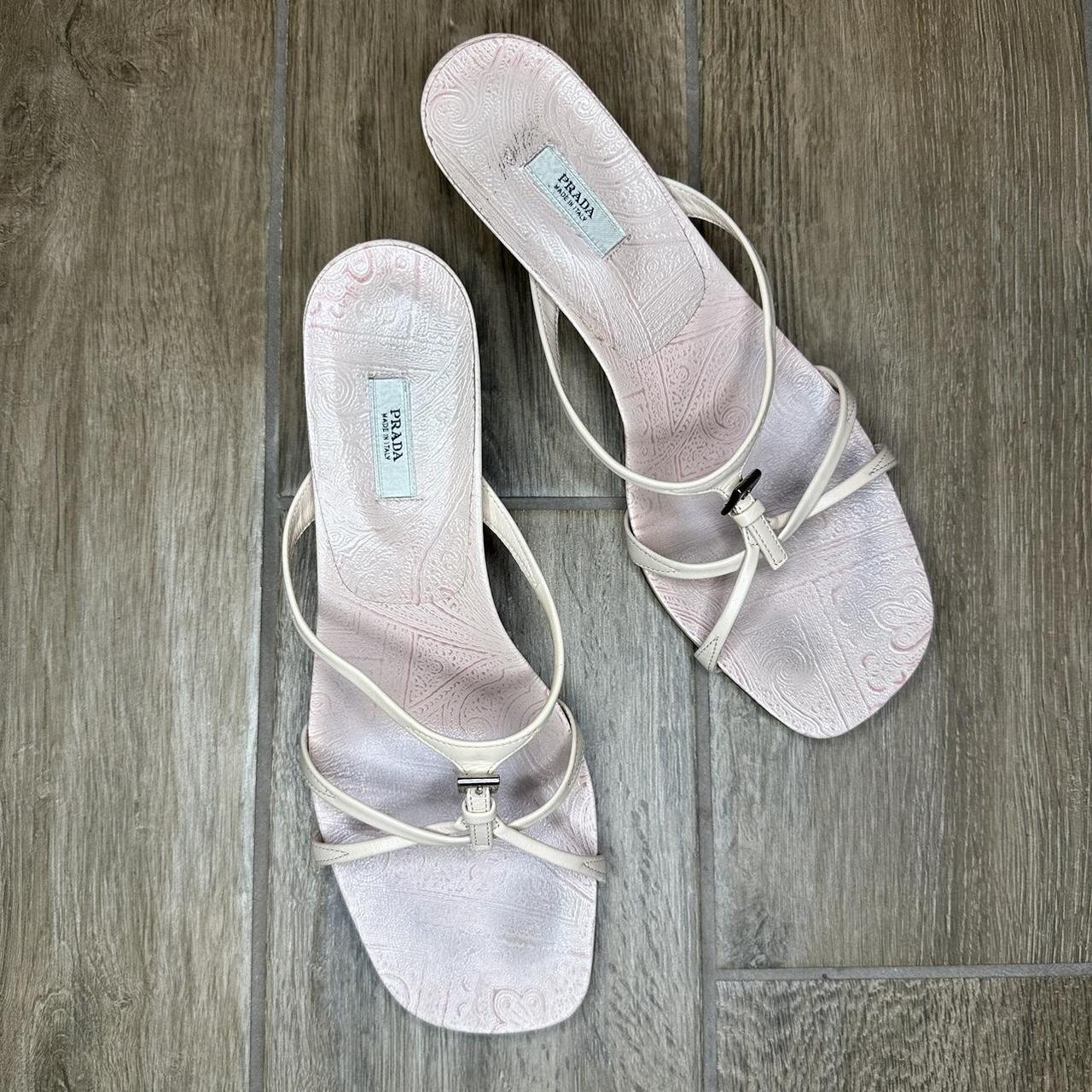 pink prada kitten heels - Depop