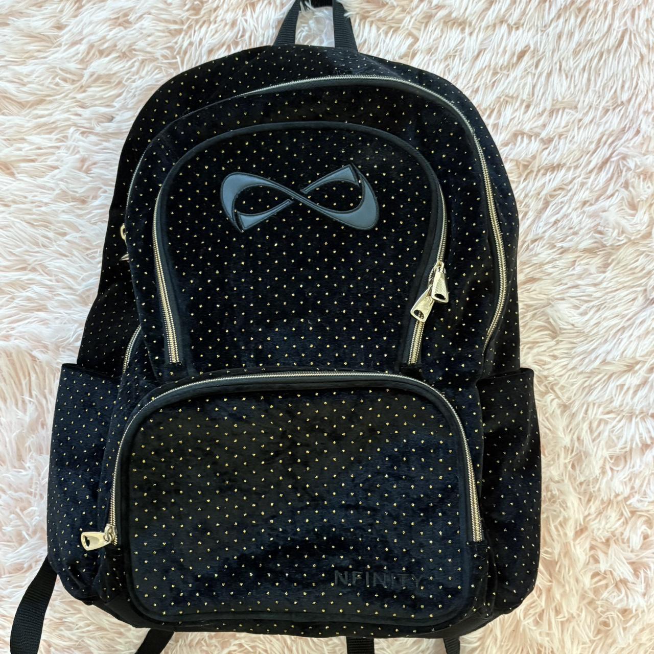 Infinity black and gold backpack original price: $100 - Depop