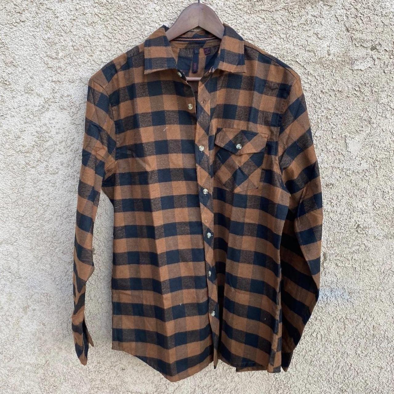 Classic orange and black flannel Mens Size L New... - Depop