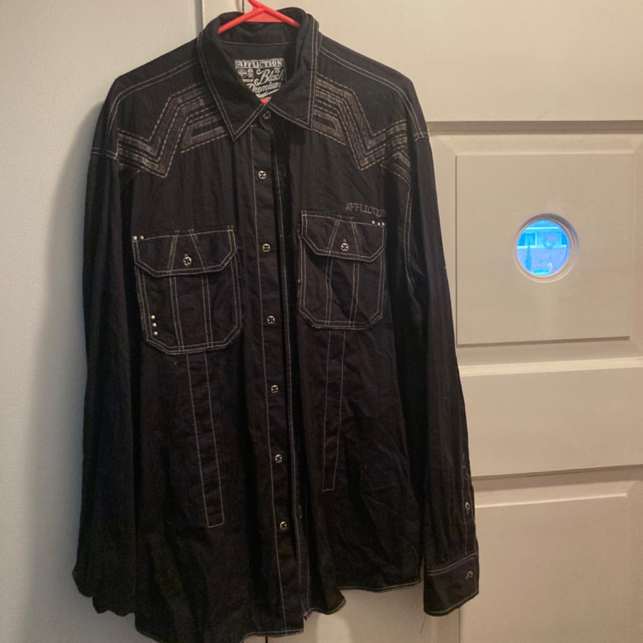 Affliction button up long sleeve #affliction... - Depop
