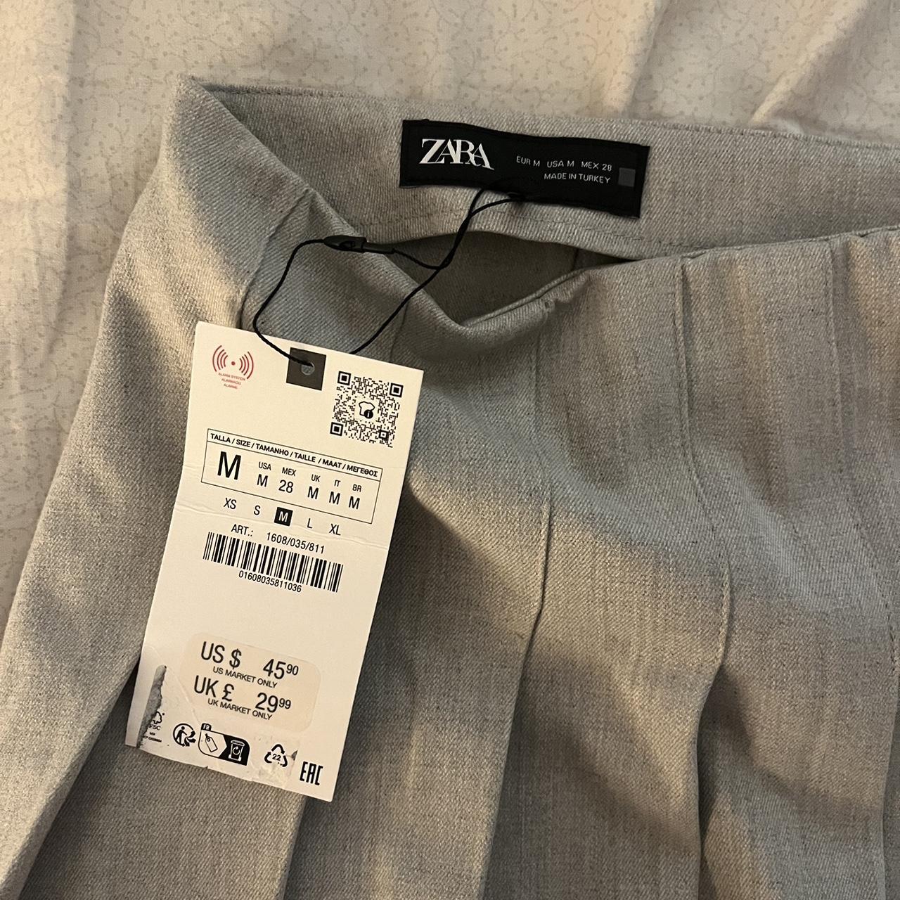 zara grey pleated mini skort size m bnwt super... - Depop