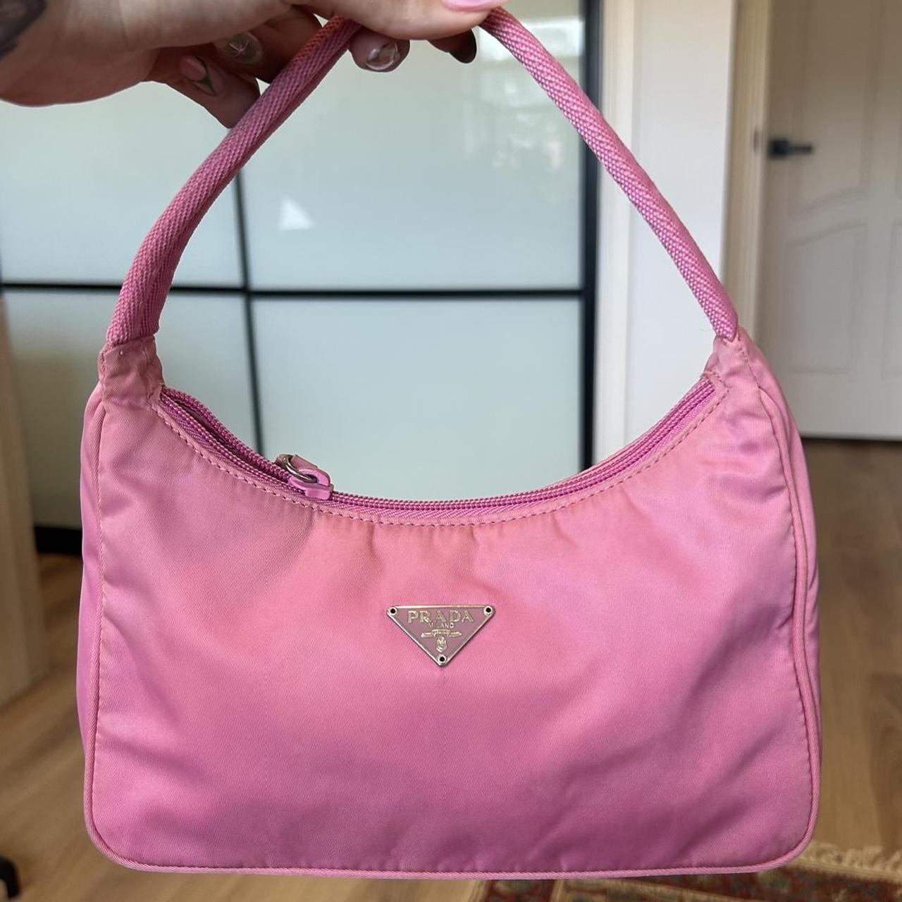 Authentic vintage Prada nylon shoulder bag in pink •... - Depop