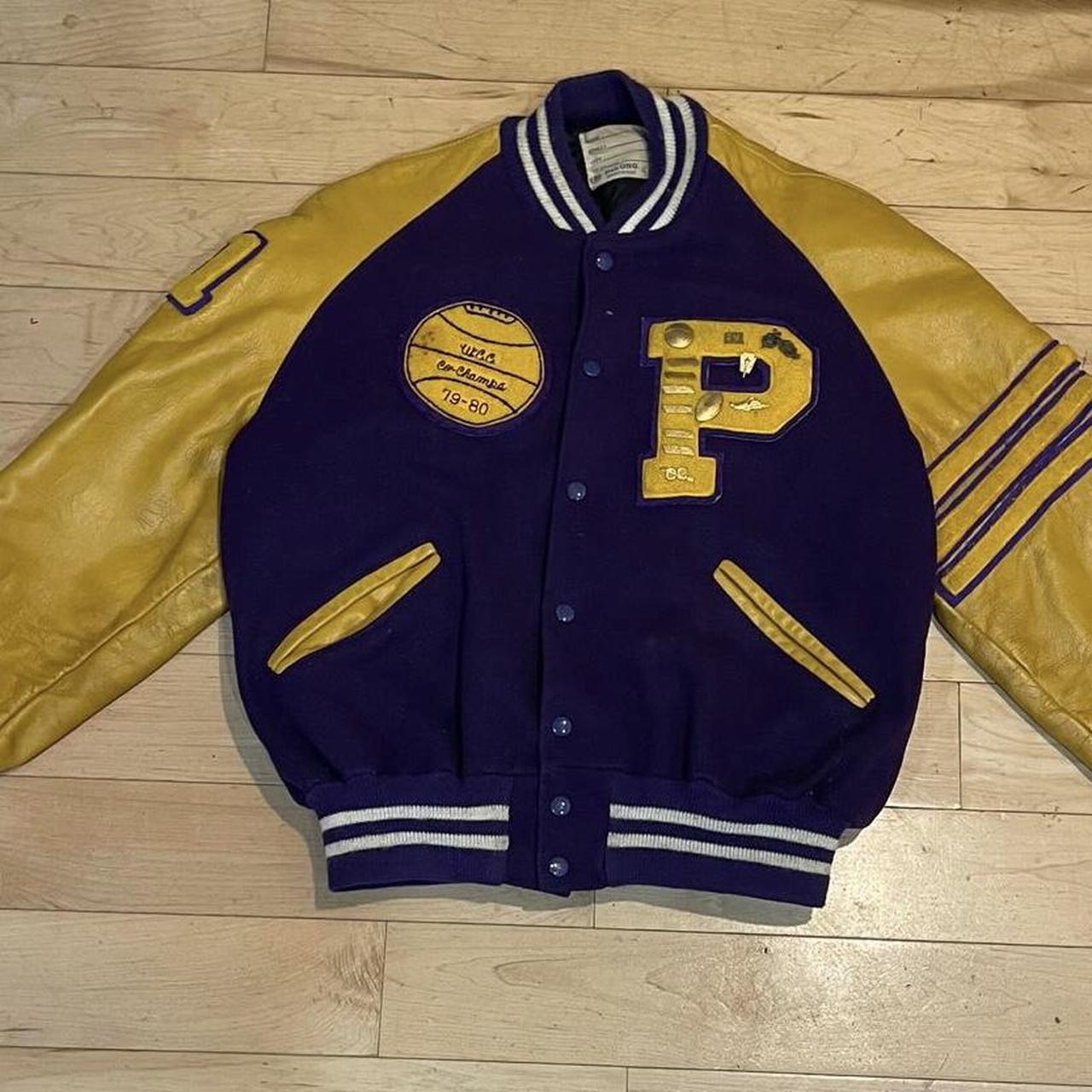 1979 varsity jacket with original pins. Slight rust... - Depop