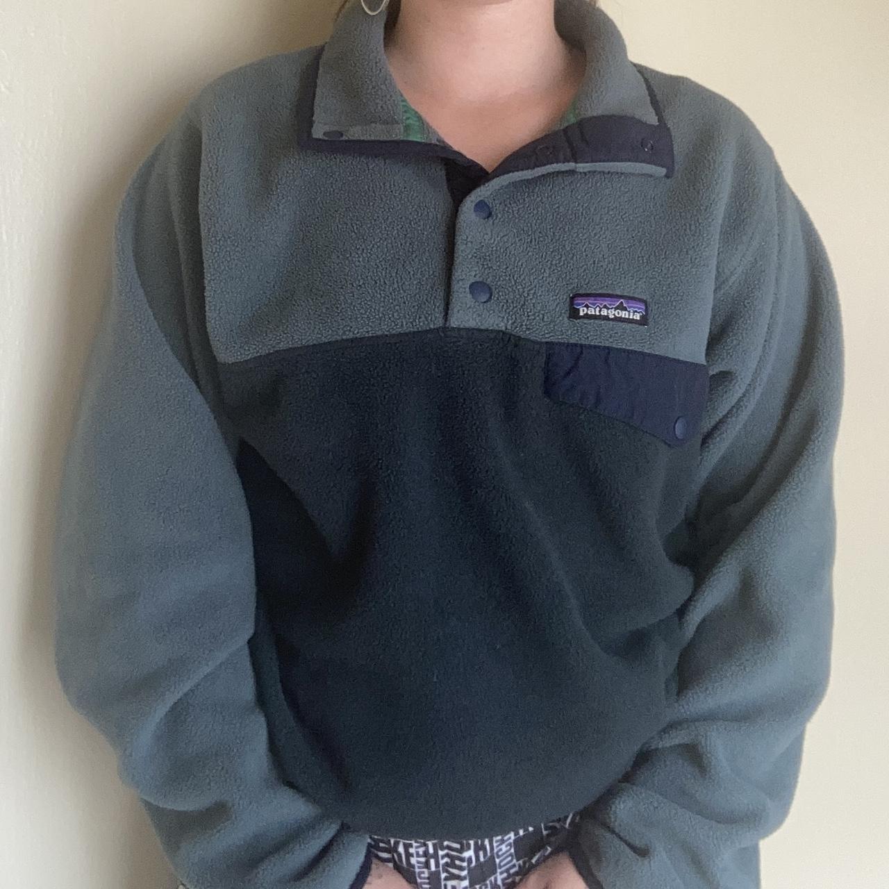 Patagonia Synchilla Two Toned Aqua Colors Unisex... - Depop