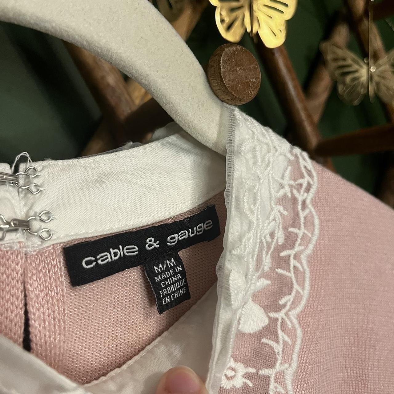 Pink Lace Collar Sweater size M Stretchy... - Depop