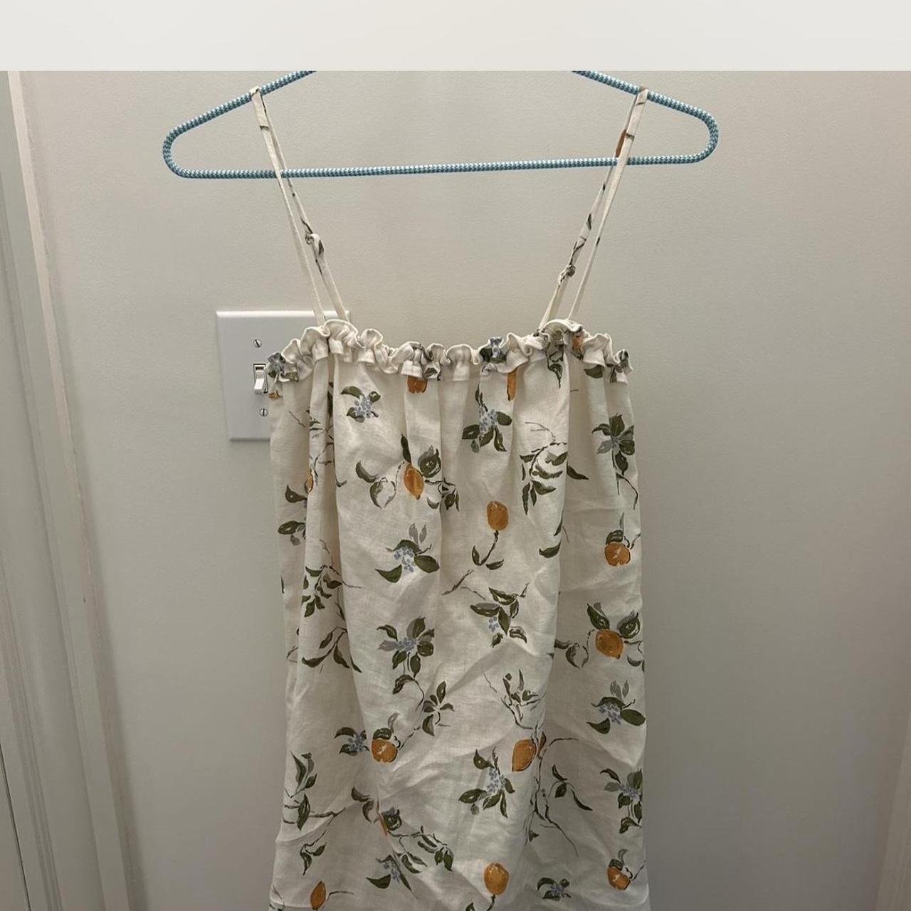 Reformation Linen lemon mini dress Size xs Very good... - Depop