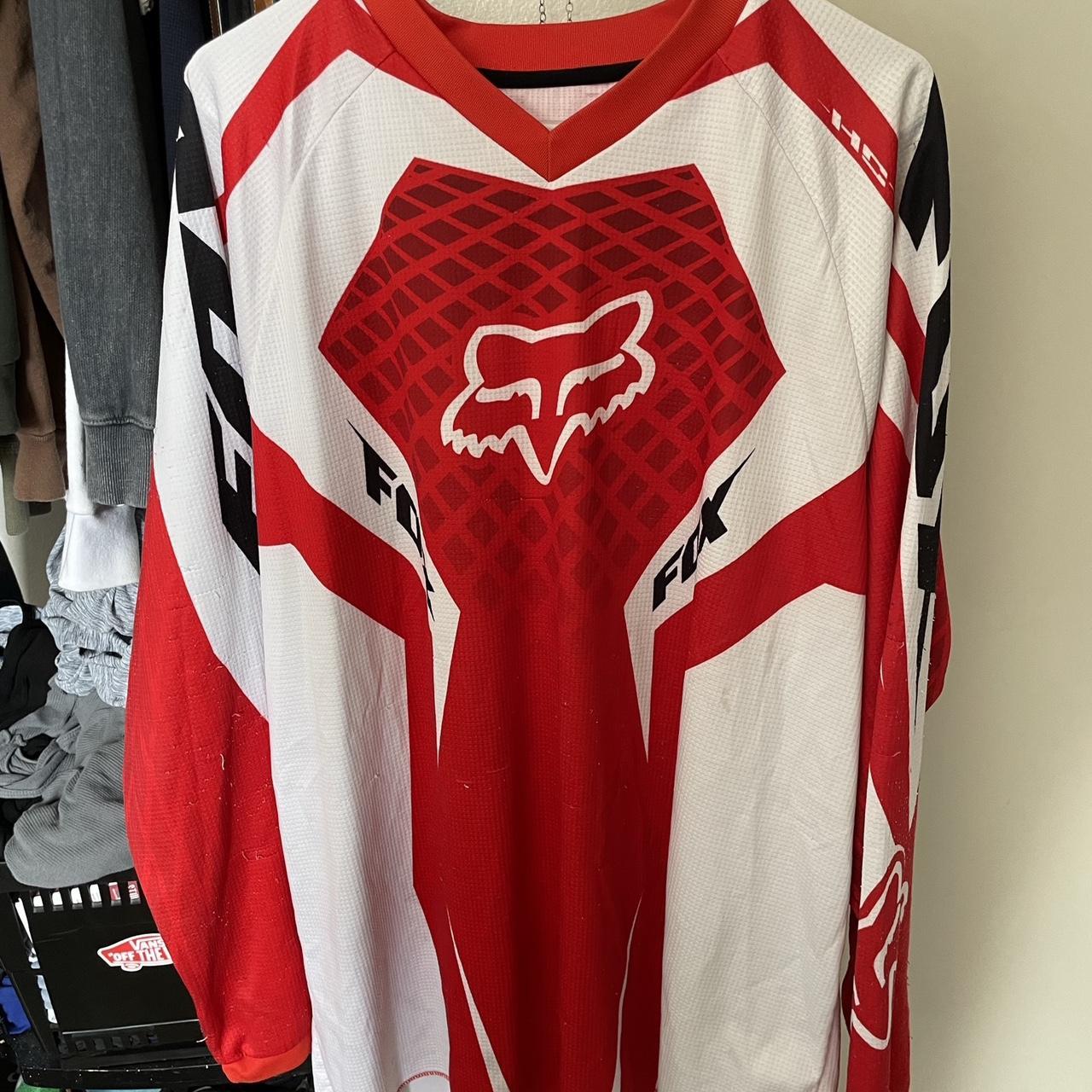 fox red/white moto jersey XL #moto - Depop