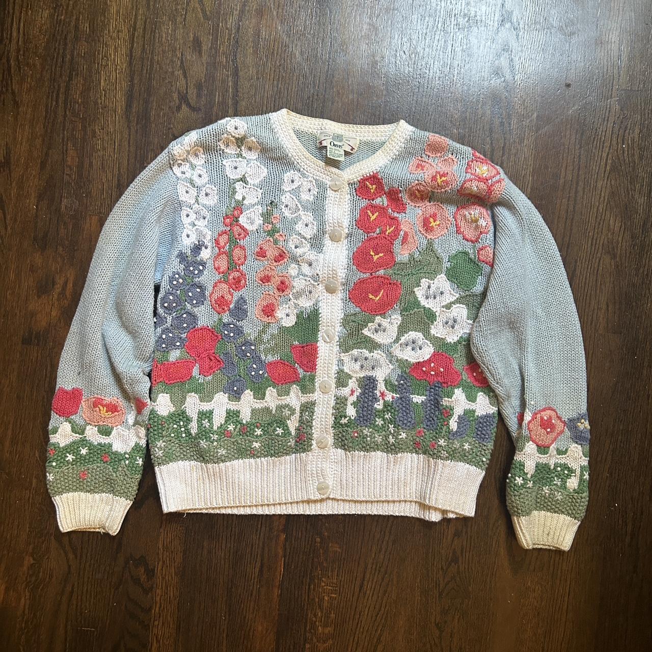 Vintage floral pattern sweater - multicoloured ... - Depop