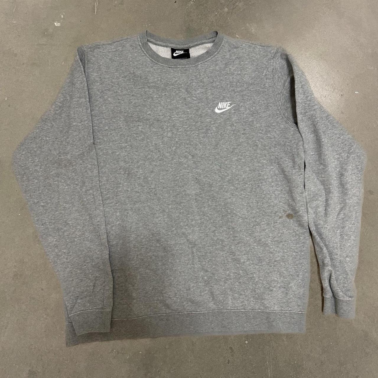 Nike Heather Grey Crewneck Size Large Brown stain on... - Depop