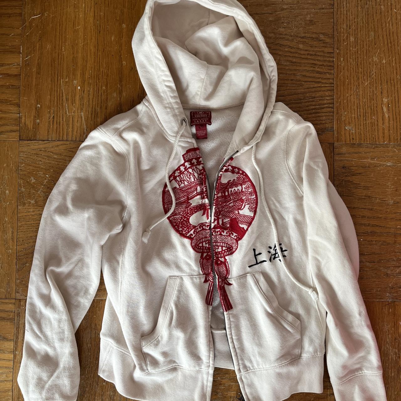 Lucky Brand Women's Red and White Jacket | Depop