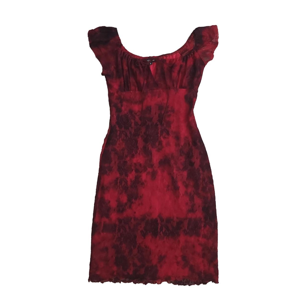 Y2K Milk Maid Dress Cute little red and black lace... - Depop