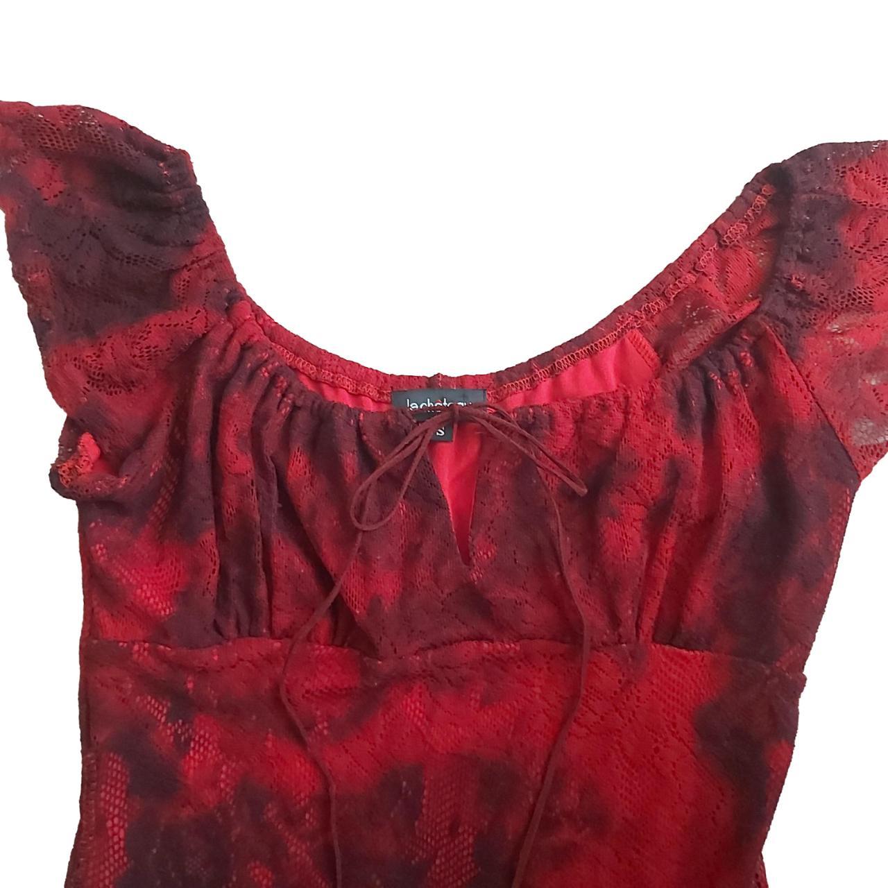 Y2K Milk Maid Dress Cute little red and black lace... - Depop