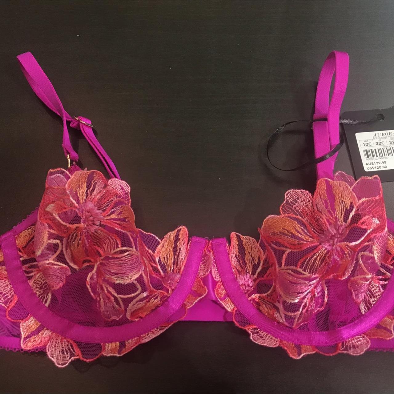 Honey Birdette Women's Pink and Orange Bra | Depop