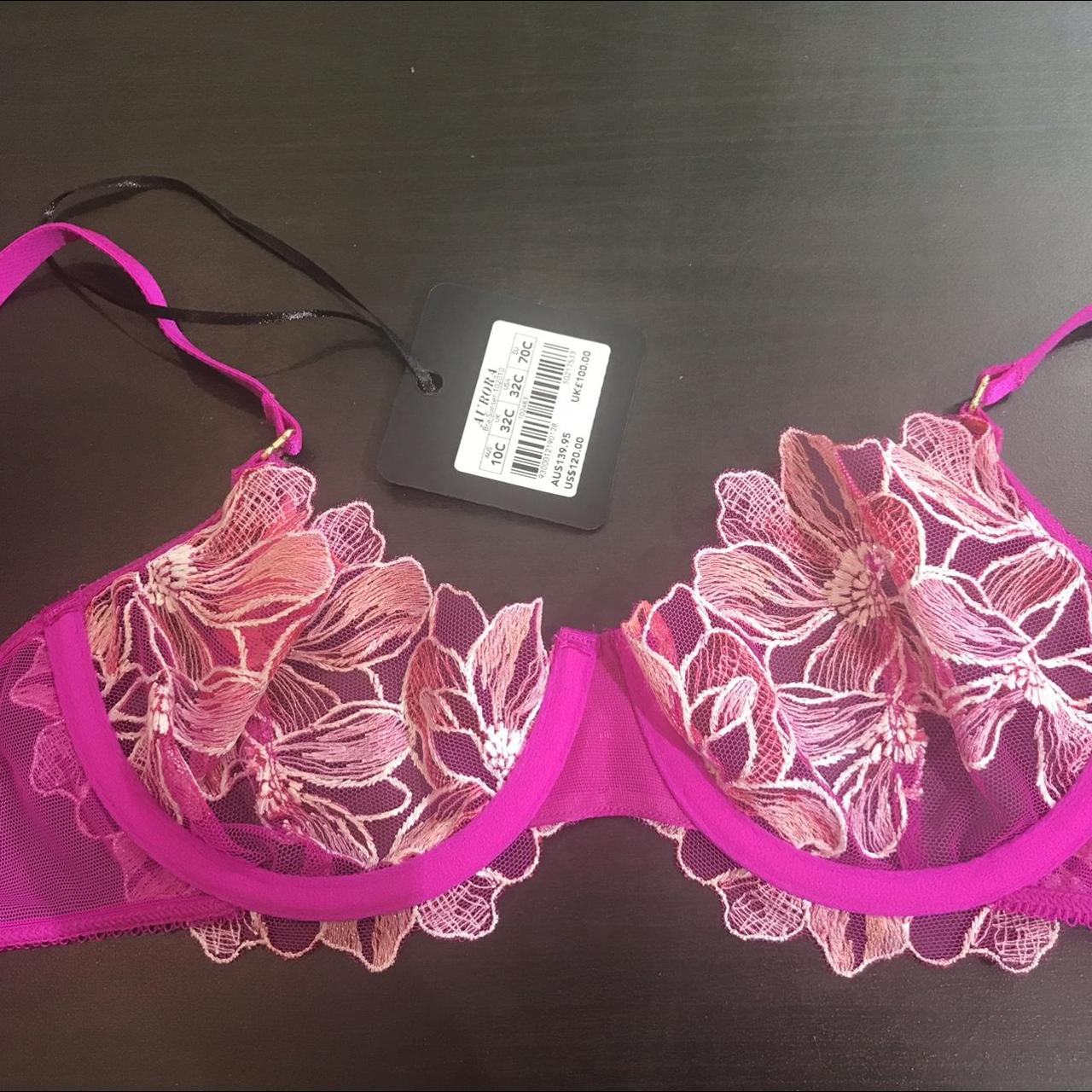 Honey Birdette Women's Pink and Orange Bra | Depop