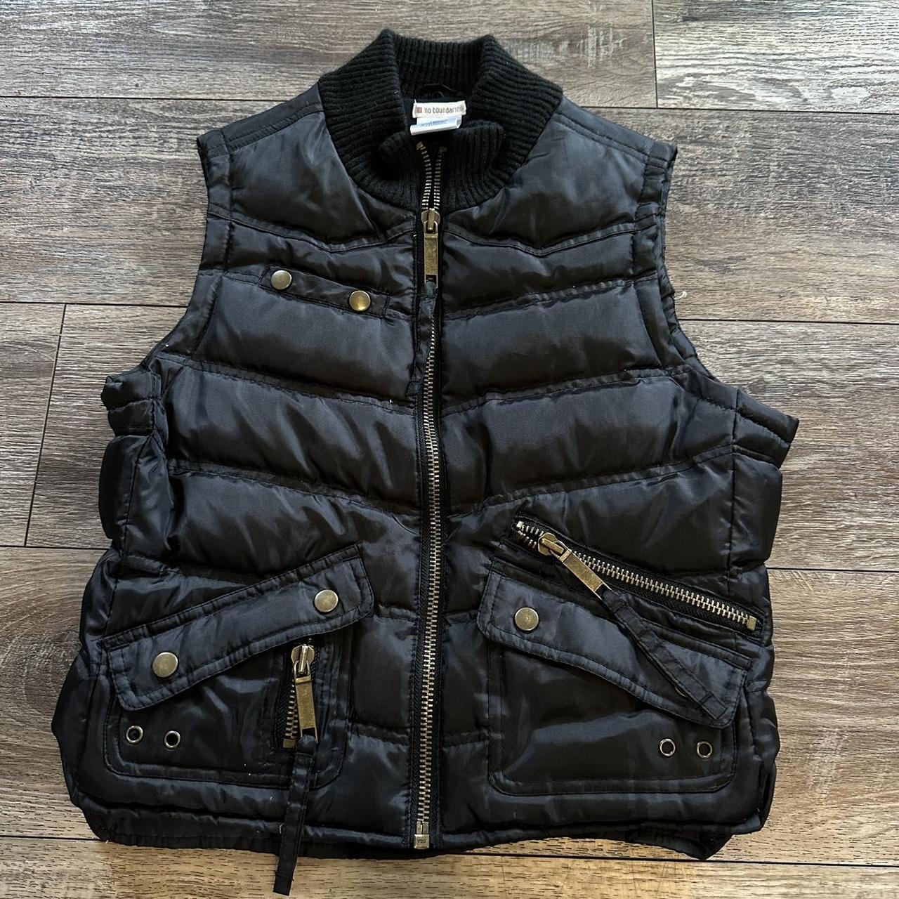 Black puffer Cargo vest - ladies M - amazing... - Depop