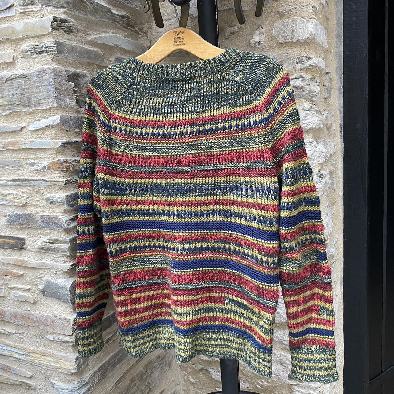 Funky striped knit jumper 🧶 soft material cosy... - Depop