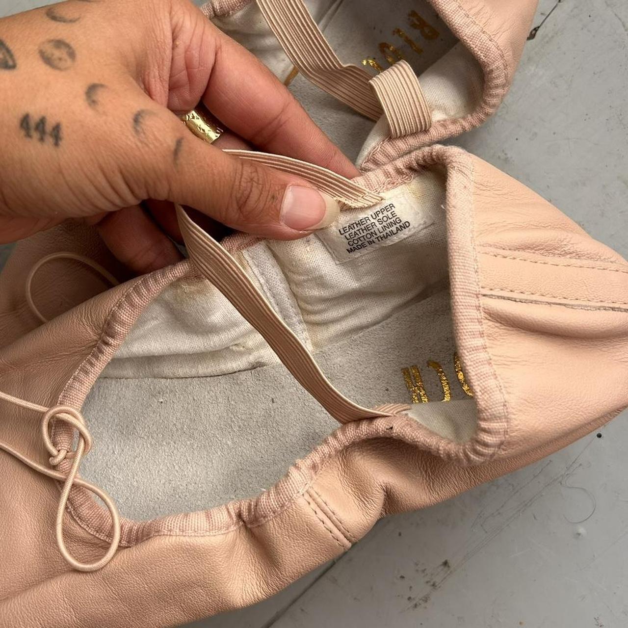 leather light pink ballet slippers by bloch size... | Depop